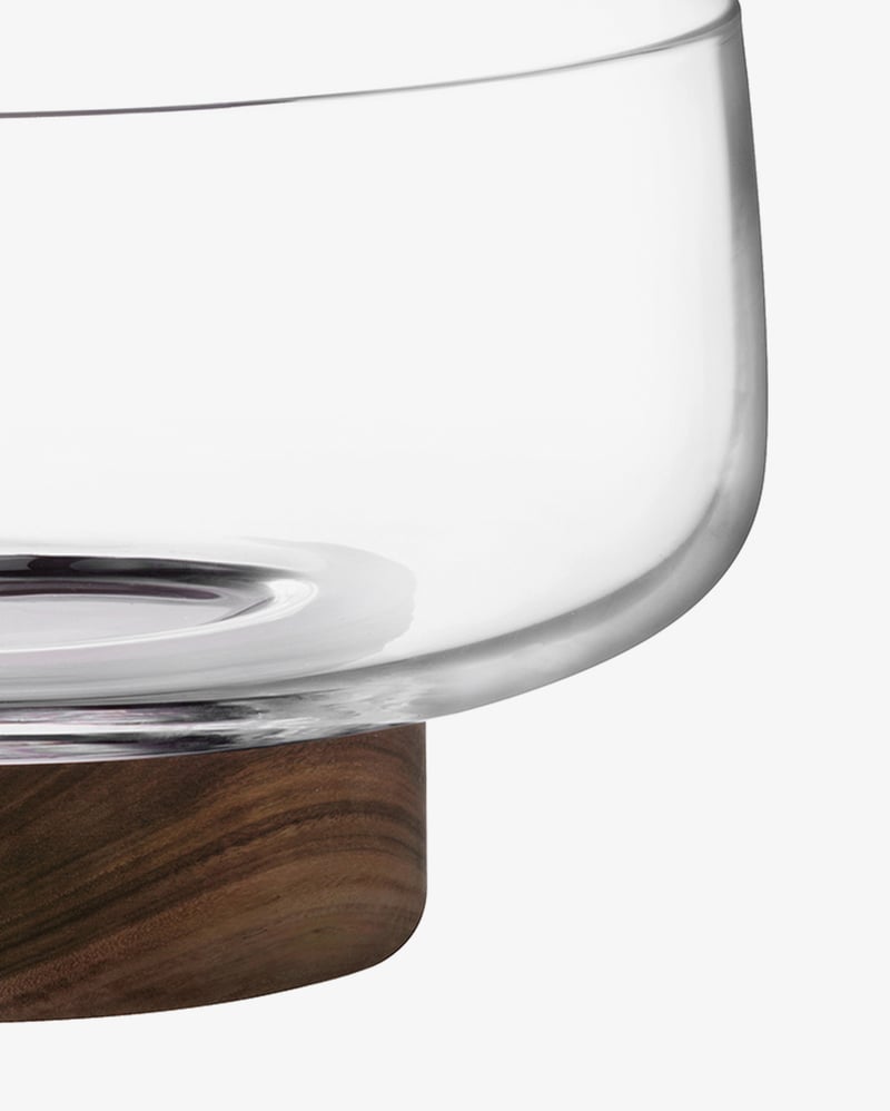 Bowl & Walnut Base 30cm, Clear | City Collection | LSA Tableware