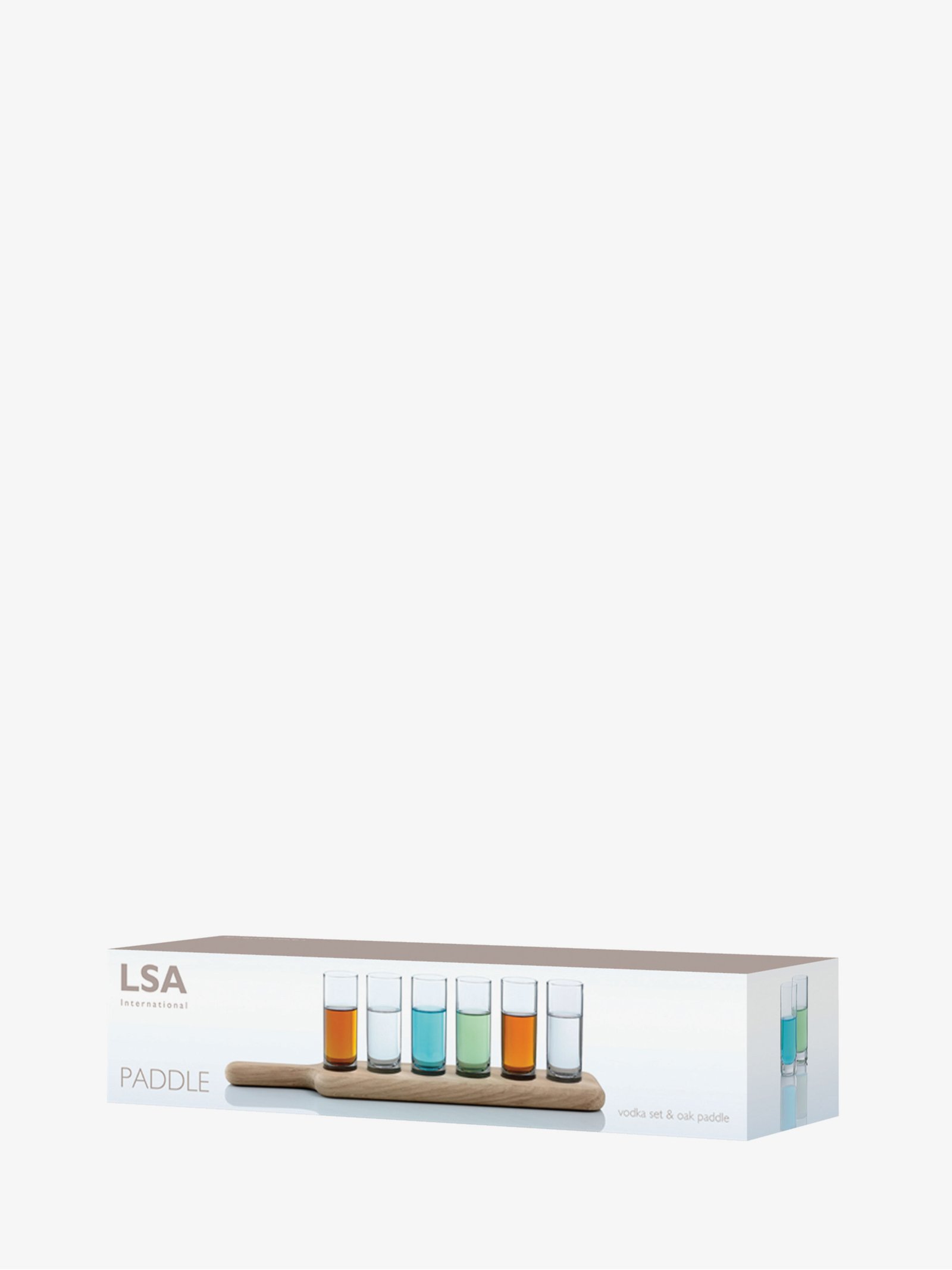 Vodka Set & Paddle L40cm, Clear/Wood | Paddle Collection | LSA Drinkware