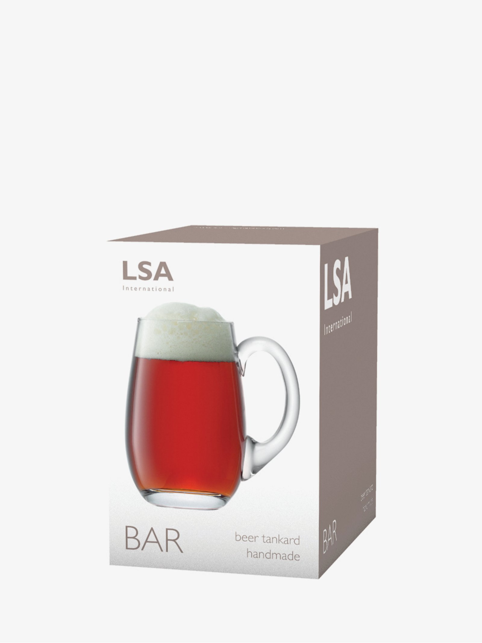 Beer Tankard Curved 750ml, Clear | Bar Collection | LSA Drinkware