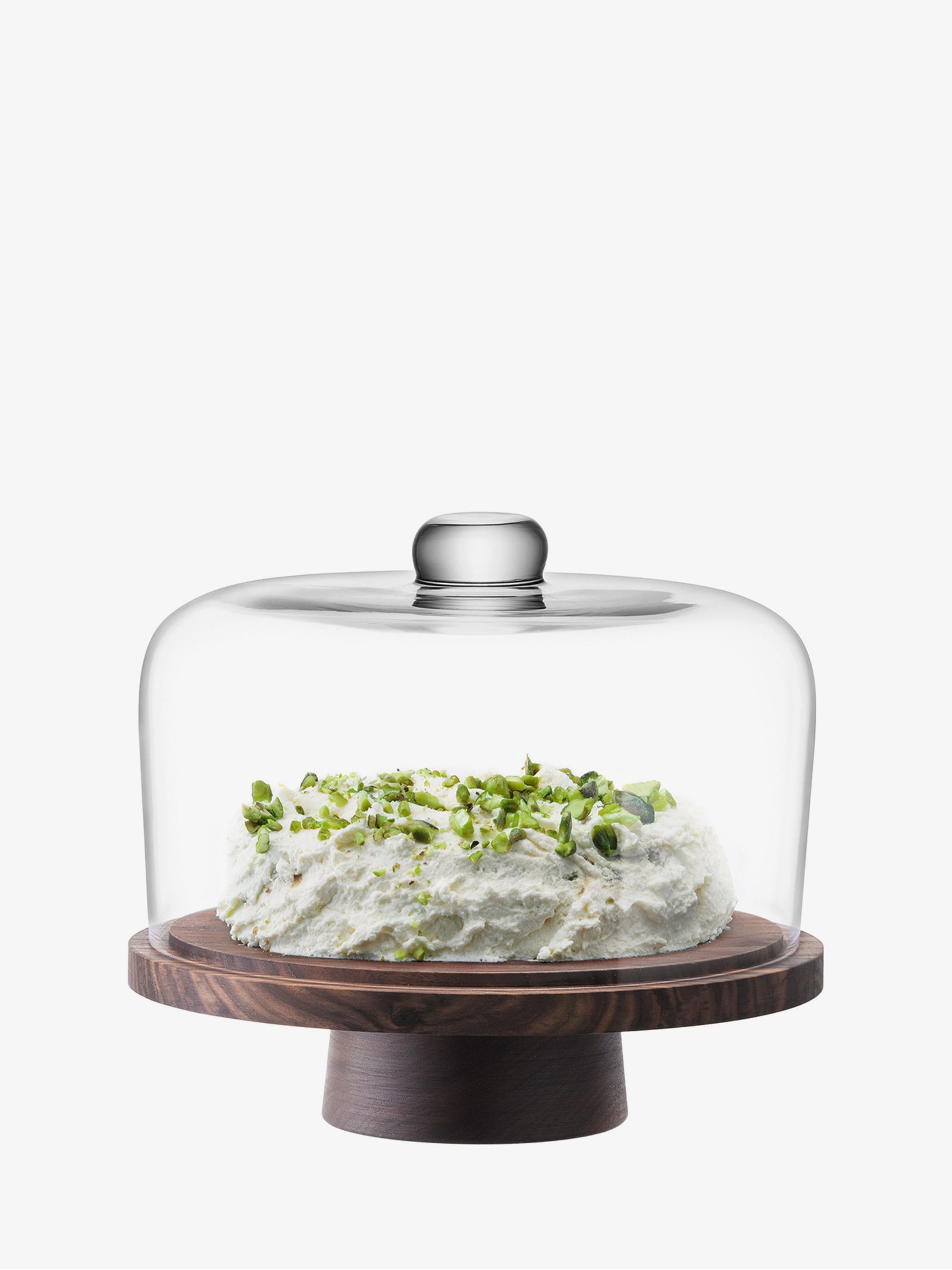 Dome & Walnut Stand 26cm/H22cm, Clear | City Collection | LSA Tableware