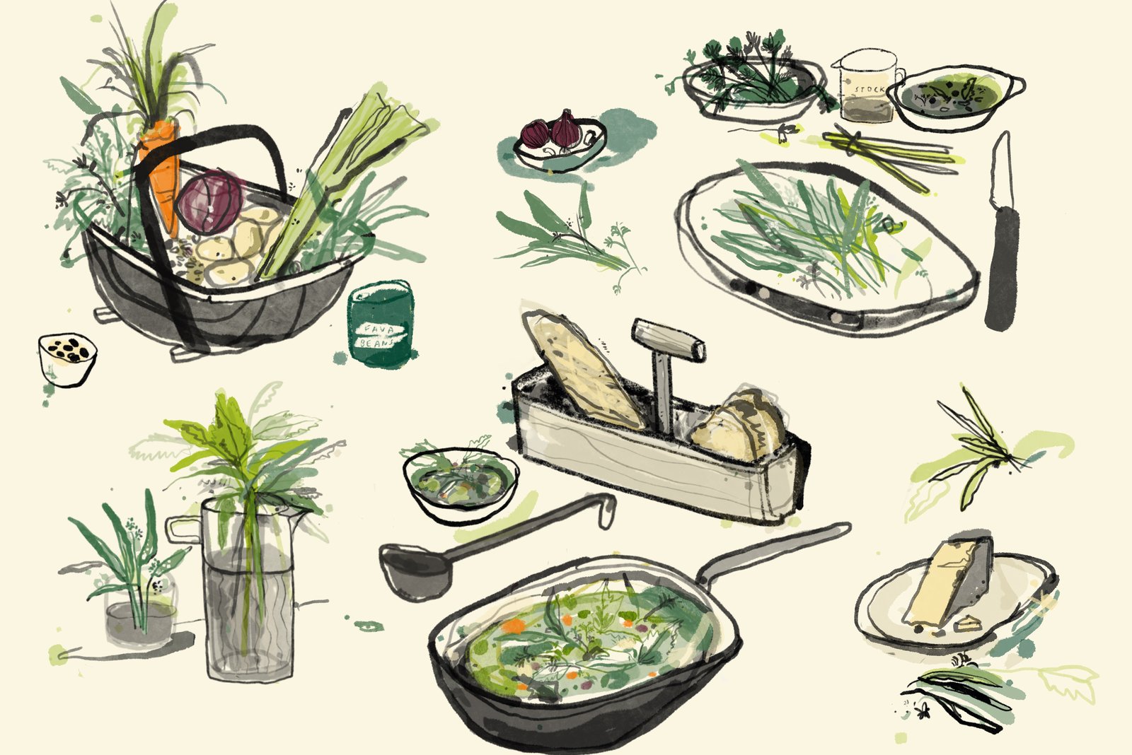 Spring Broth with Nettles, Wild Garlic and British-grown Fava Beans