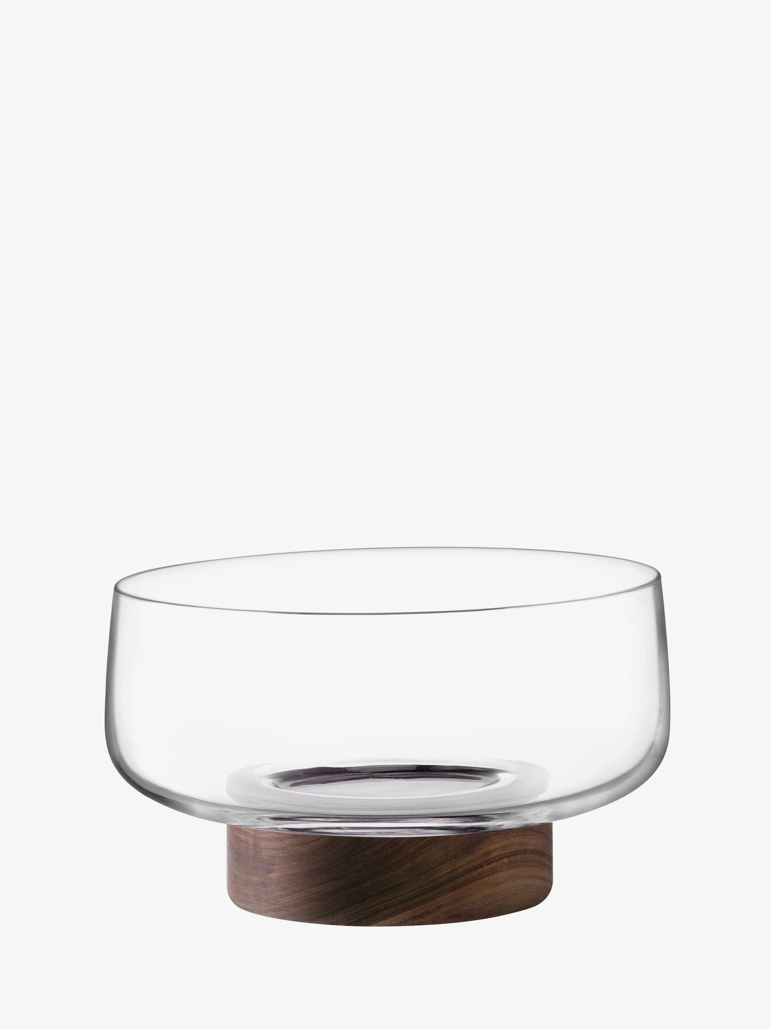 Bowl & Walnut Base 30cm, Clear | City Collection | LSA Tableware